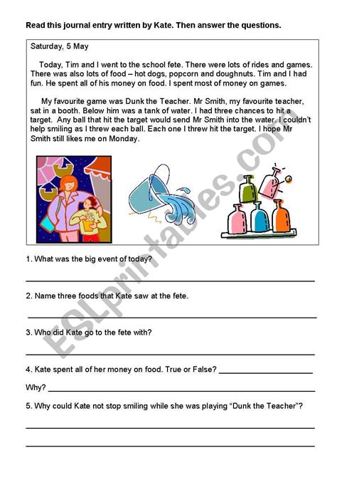 Comprehension Diary Entry Recount ESL Worksheet By Peko0517