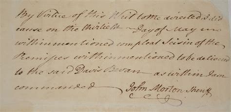 1767 Legal Document Signed By John Morton Declaration Of Independence Signer As Sheriff Of