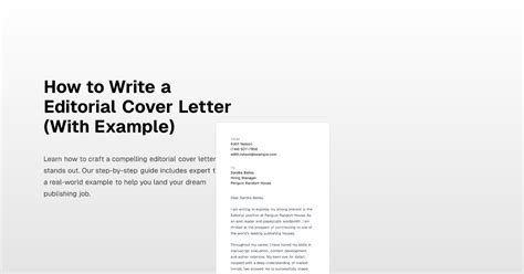 How To Write A Editorial Cover Letter With Example