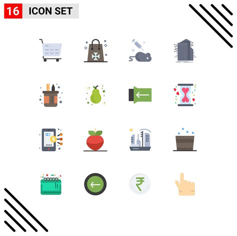 Editable Vector Line Pack Of 16 Simple Flat Colors Of Box Connected Experiment Smart City