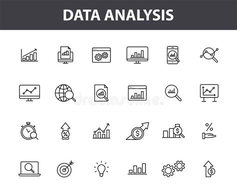 Vector Data Analysis Icons Set Stock Vector Illustration Of