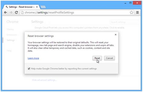 How To Reset Google Chrome To Default Settings