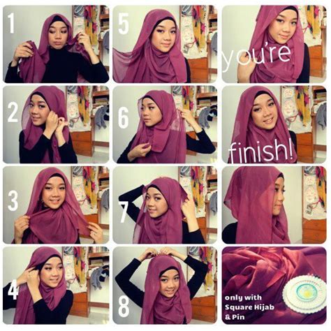 Only With Square Hijab & Pins-Hijab Tutorial | Hijab tutorial, Simple hijab, Tutorial hijab segi ...
