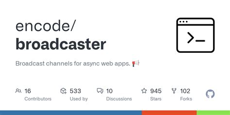 Github Encode Broadcaster Broadcast Channels For Async Web Apps