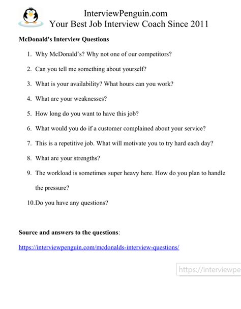 Top 10 Mcdonalds Interview Questions And Answers 2023 Edition
