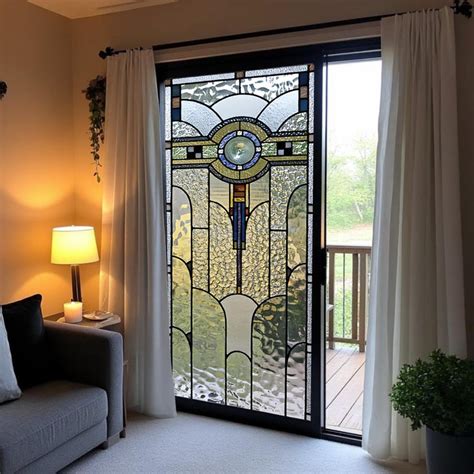 Art Deco Stained Glass Window Film Elegant Frosted Privacy Cling With