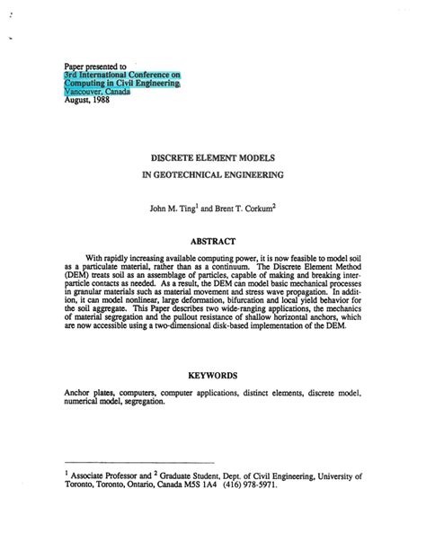 Pdf Discrete Element Models In Geotechnical Engineering