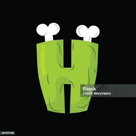 편지 H 좀비 폰트입니다 몬스터 알파벳입니다 뼈와 머리 글자 그린 끔찍한 Abc 가입 공포 무서움에 대한 스톡 벡터 아트 및 기타 이미지 공포 무서움 그림 그리기