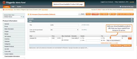 adding downloadable urls to product support portal for magento