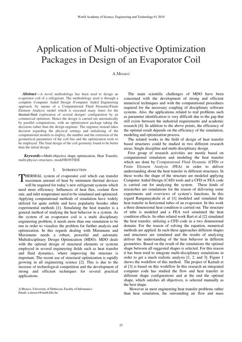 Pdf Application Of Multi Objective Optimization Packages In Design Of An Evaporator Coil