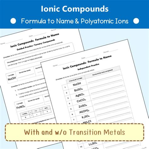 Naming Ionic Compounds Writing Formulas Ternary Compounds And Polyatomic