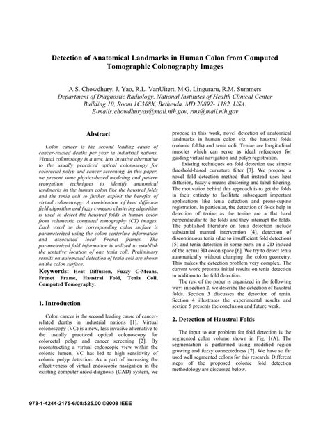Pdf Detection Of Anatomical Landmarks In Human Colon From Computed Tomographic Colonography Images