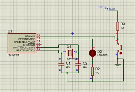 Pic Trying To Interface A Simple Push Button With Pic12f675 Controller In Proteus But Not