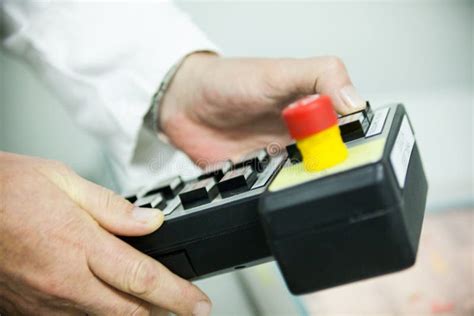 Pushing The Button On The Control Panel Stock Image Image Of Panel Control 179496047