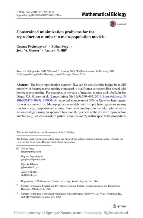 constrained minimization problems for the reproduction number in meta