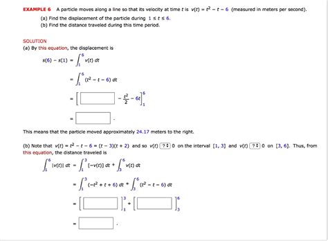 example 6 a particle moves along a line so that its velocity at time t