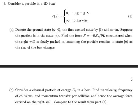 Solved Consider A Particle In A D Box