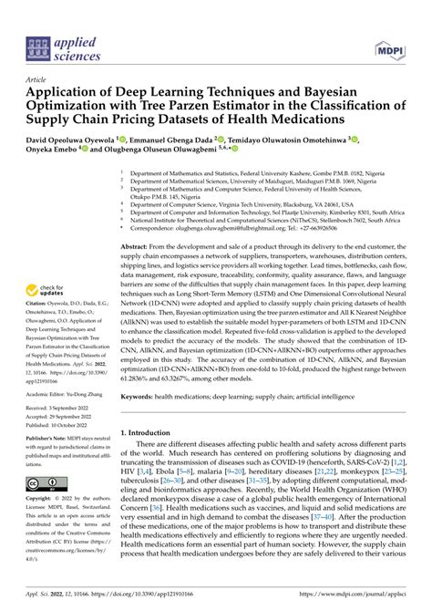 pdf application of deep learning techniques and bayesian optimization