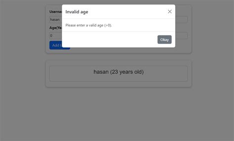 Github Hasanbakisreact Add User With Error Modal