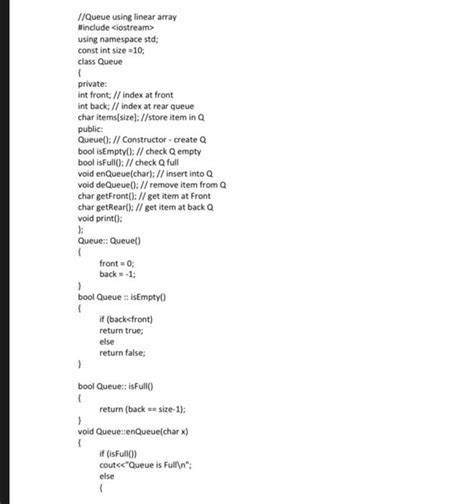 Solved Question 1 The Program Below Is For A Linear Queue