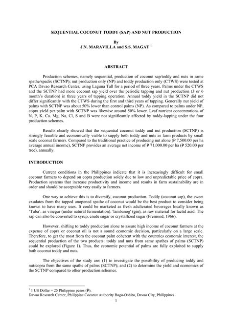 Pdf Sequential Coconut Toddy Sap And Nut Production