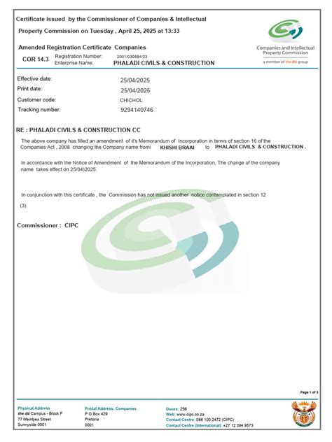 Cipc Trading Certificate Pdf