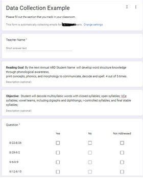 IEP Data Collection Google Forms By Vanessa Lucero TPT