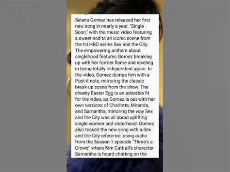 Selena Gomez Includes Sweet 'Sex and the City' Easter Egg in the ...
