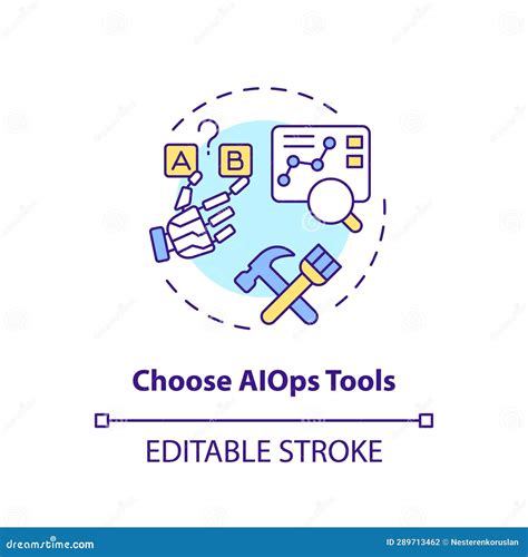 2d Thin Linear Colorful Choose Ai Ops Tools Icon Stock Vector