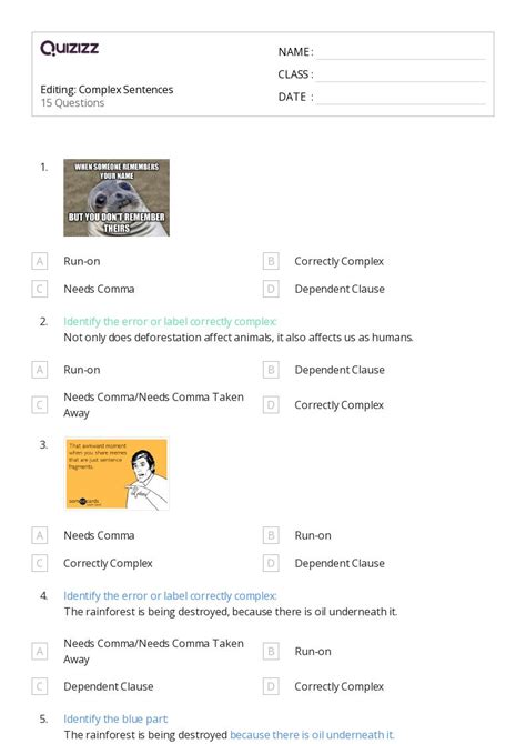 50 Editing Worksheets For 6th Year On Quizizz Free And Printable