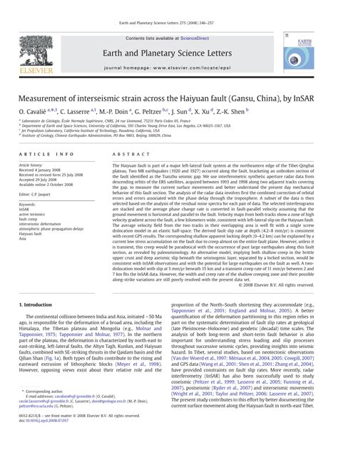 Pdf Measurement Of Interseismic Strain Across The Haiyuan Fault