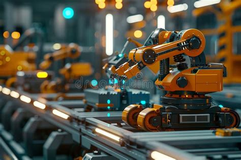 3d Robot On Production Line In A Factory Industrial Concept Stock Illustration Illustration
