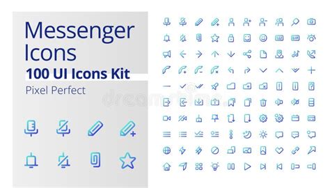 Messenger Application White Glyph Ui Icons Kit For Dark Mode Stock Vector Illustration Of