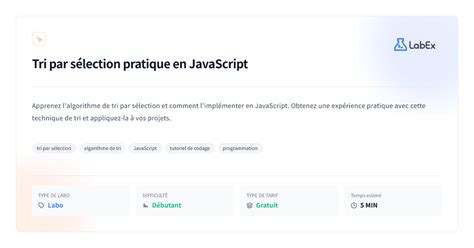 Algorithme De Tri Par Sélection Tutoriel De Codage Javascript Labex
