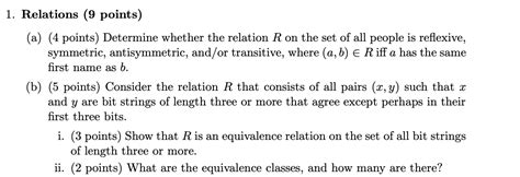 Solved 1 Relations 9 Points A 4 Points Determine Chegg Com