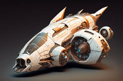 Wondrous Futuristic Small Sci Fi Space Racer With Engine For Space Racing Stock Illustration