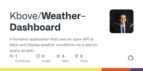 GitHub Kbove Weather Dashboard A Frontend Application That Uses An Open API To Fetch And