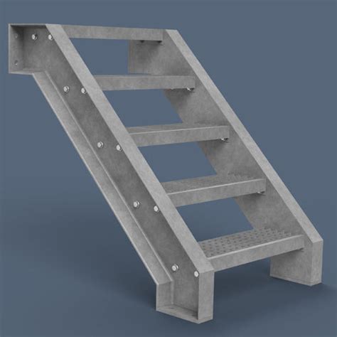 Industrial Stairs Unp Beams And Grid Steps 138 3d Fusion Files