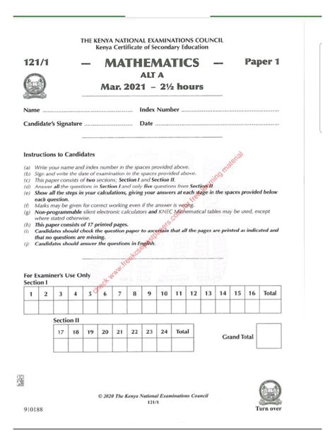 Maths Pp1 Kcse 2020 Pdf