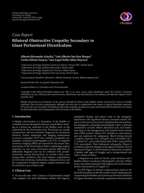 Pdf Case Report Bilateral Obstructive Uropathy Secondary To Syndrome [ ] Subacute