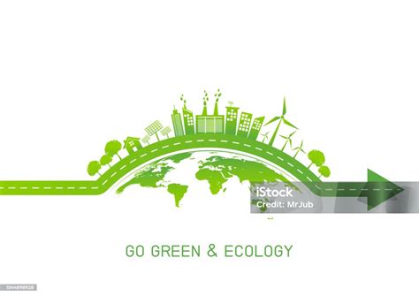 이동 녹색 및 생태 친화적인 개념 벡터 일러스트 레이 션에 대 한 지구에 녹색 도시 지속 가능한 자원에 대한 스톡 벡터 아트 및 기타 이미지 지속 가능한 자원 도로