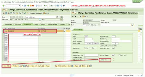 Cannot Save Order Please Fill Indicator Final Issue Sinau Sap Pm Module