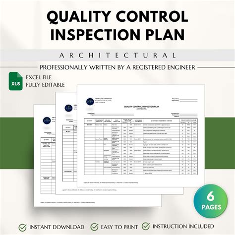Quality Control Inspection Plan Template For Architectural Works Inspection And Test Plan