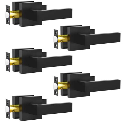Razcc Passage Door Lever 5 Pack Matte Black Interior Door Handles For