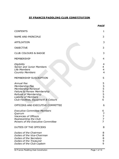 Fillable Online Club Constitution Sample Fax Email Print Pdffiller