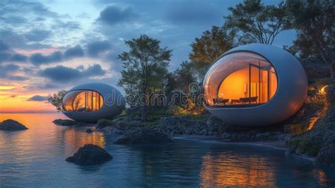 Unique Modern Bubble Homes By The Ocean At Sunset Surrounded By Nature