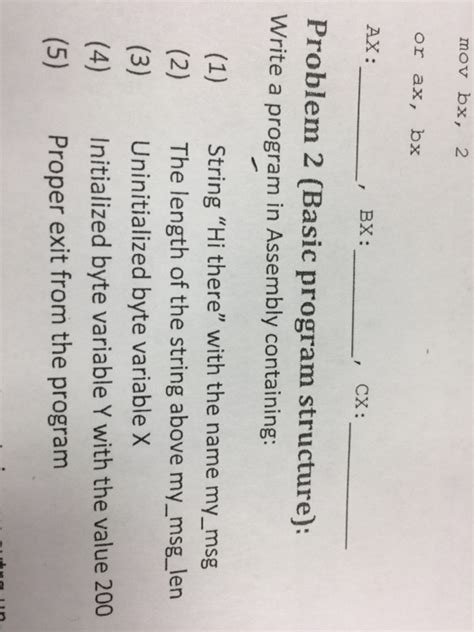 Solved Write A Program In Assembly Containing String Hi