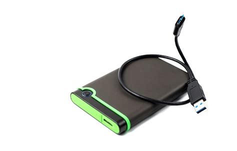 Premium Photo Portable External Hard Disk Drive With Usb Cable Isolated