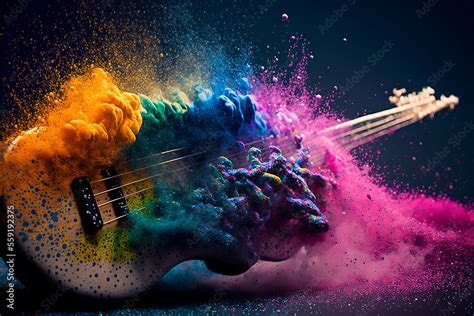 Bass Guitar Exploding With Creative Energy Generative Ai This Image