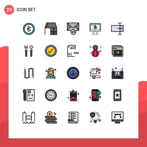 25 Thematic Vector Filled Line Flat Colors And Editable Symbols Of Input Cursor Mail Security